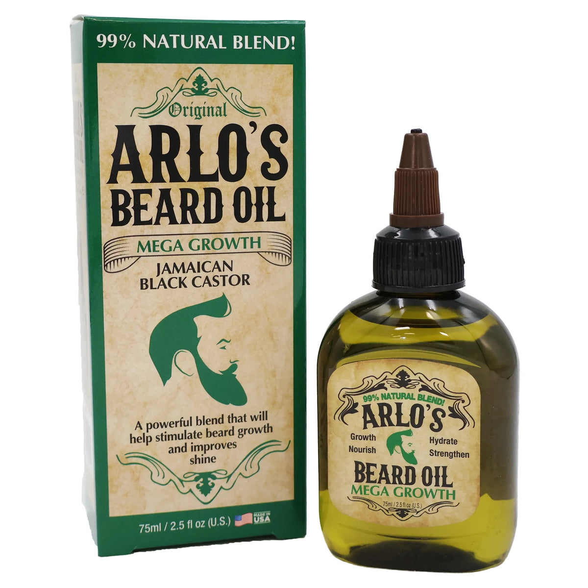 Arlo's Mega Growth Jamaican Black Castor Beard Oil 75ml 2.5 fl oz ...