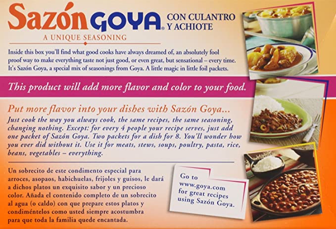 Sazon Goya Coriander & Annatto 20 packets Original A Seasoning 3.52 oz ...