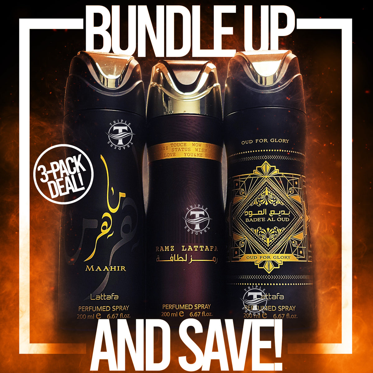 Lattafa Perfumed Spray Bundle - 3 Pack - 200ml 6.67 fl. oz. Each! Maah ...